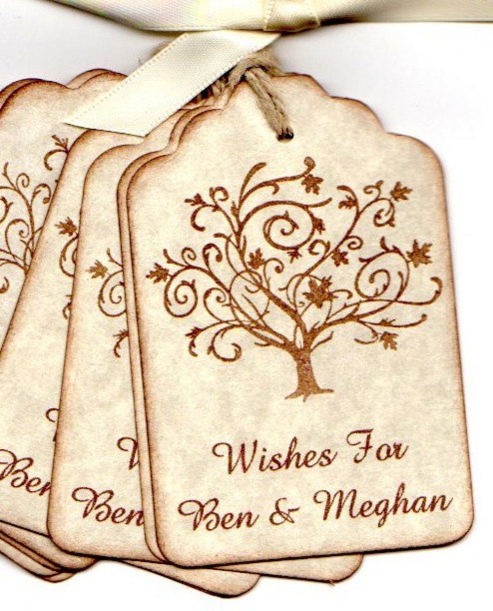 50 CUSTOM Personalized Wedding Wish Tags - Wedding Favor Tags - Elegant ...