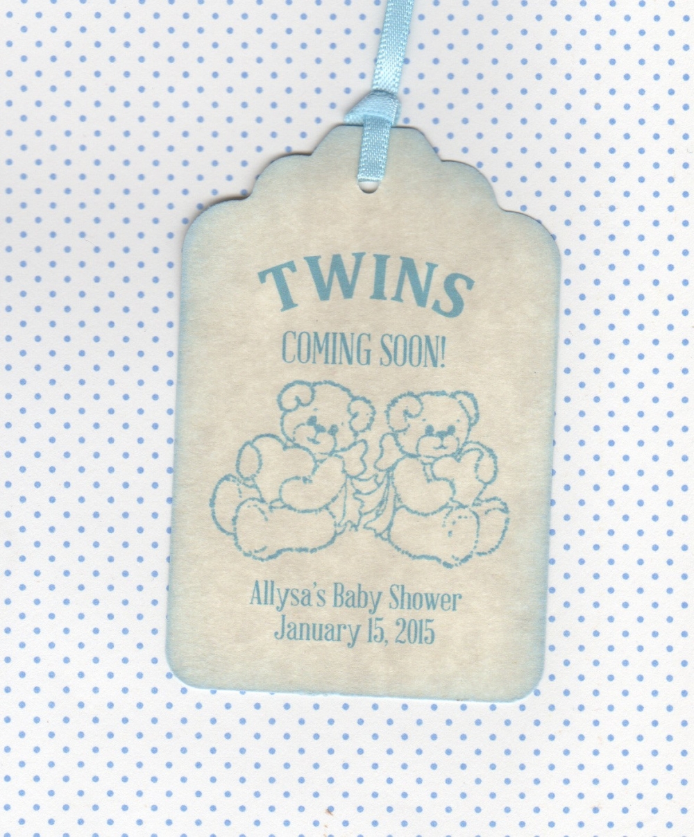20 Twins Baby Shower Tags / Twin Baby Boy Tags / Baby Teddy Bear Tags ...